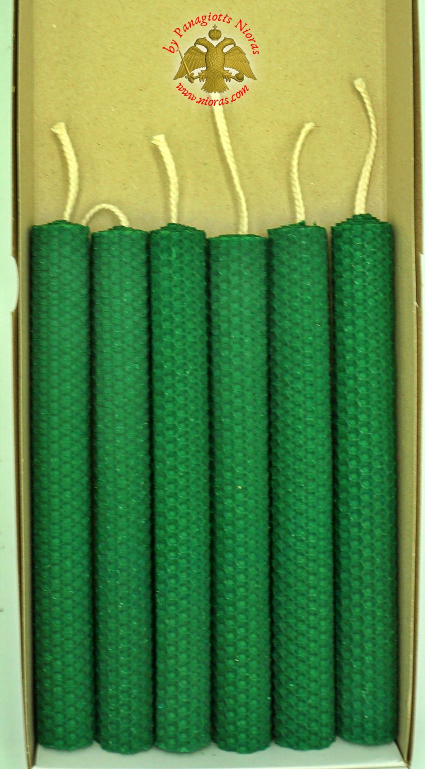 Pascha Lampada Beeswax Candle Hand Rolled Green Color 20cm SET 2 pcs ...