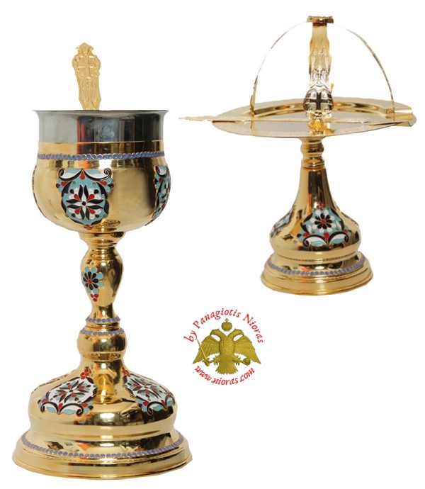 Orthodox Holy Communion Chalice Set Byzantine Style Enamel Details 1lt ...