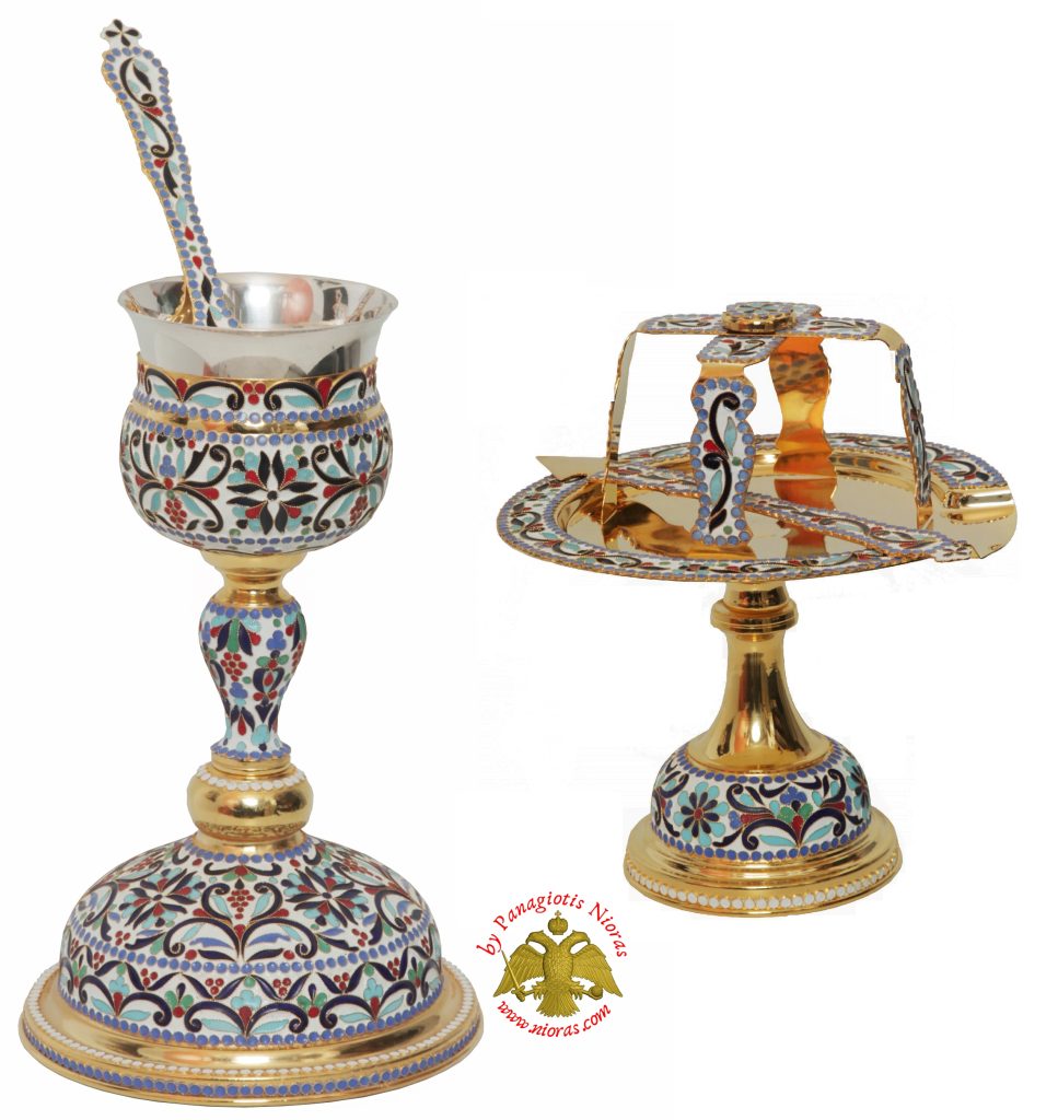 Orthodox Holy Communion Chalice Set Byzantine Style Enamel 0.35t ...