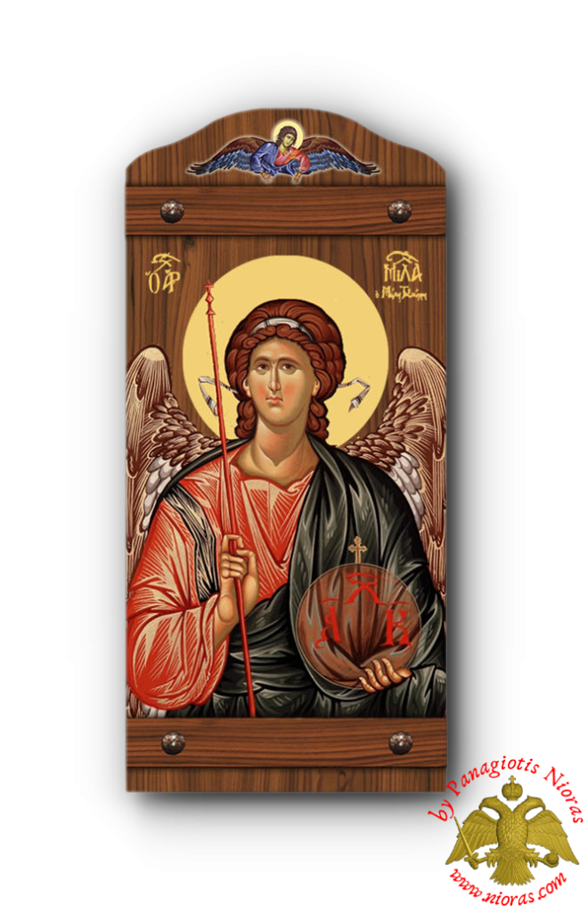 Byzantine Wooden Icon of Archangel Michael With Angel in the TopCenter ...