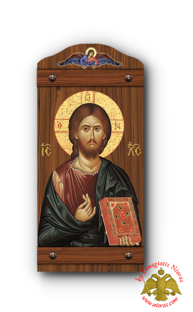 Byzantine Wooden Icon of Christ With Angel in the TopCenter - Nioras ...