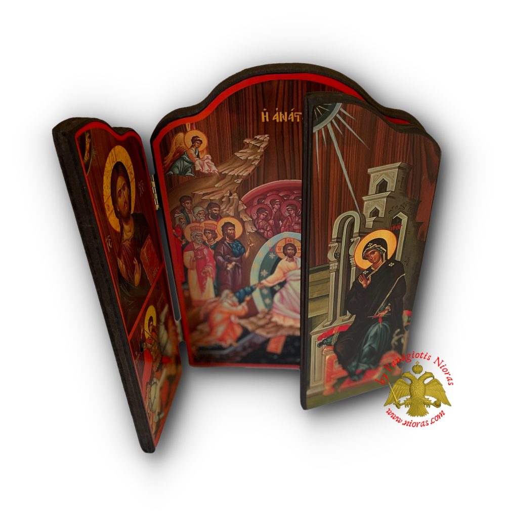 Orthodox Wooden Triptych With Holy Annunciation and Inner Resurrection ...