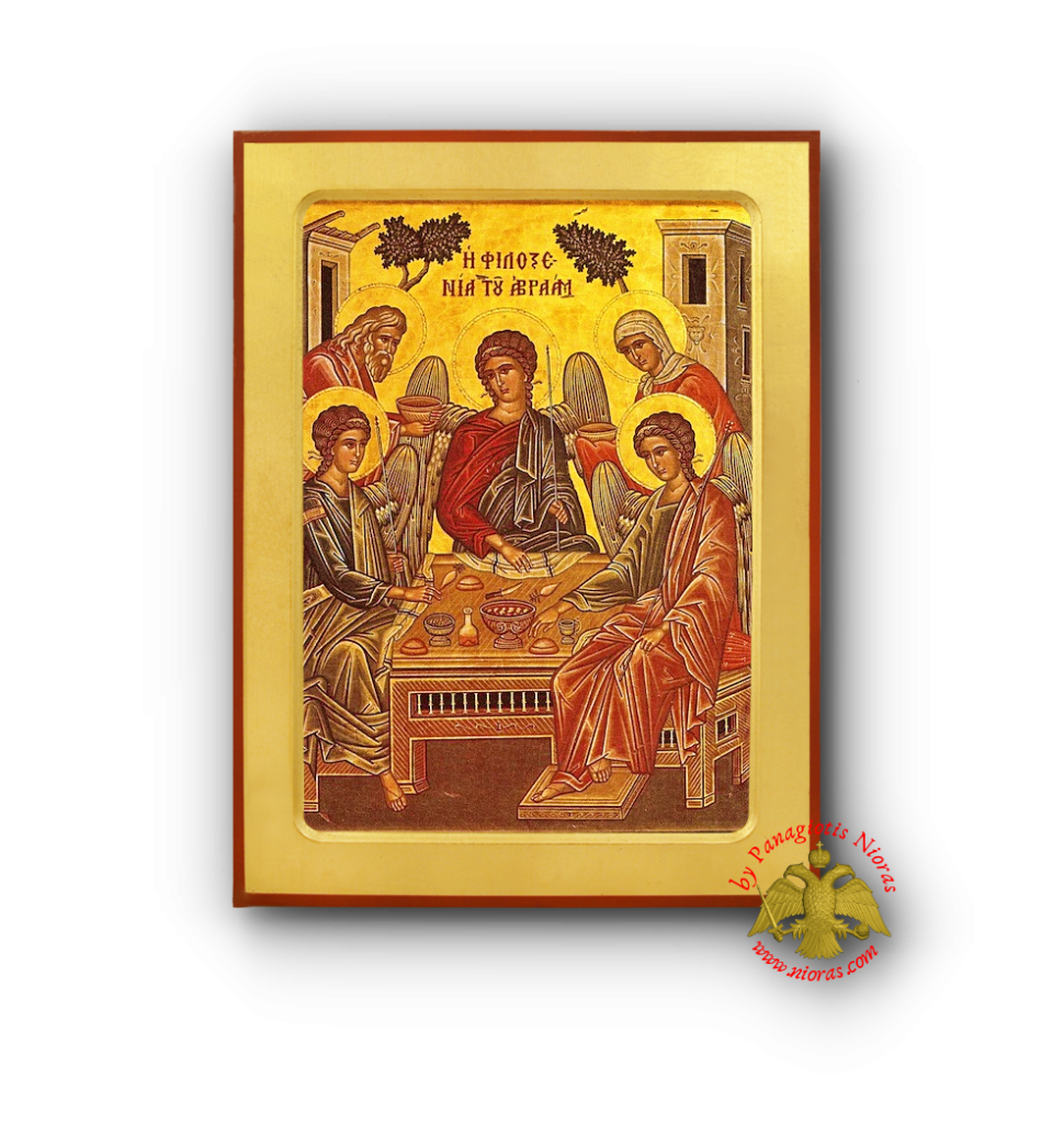 The Hospitality of Abraham Byzantine Wooden Icon By Monk Michael Mount ...