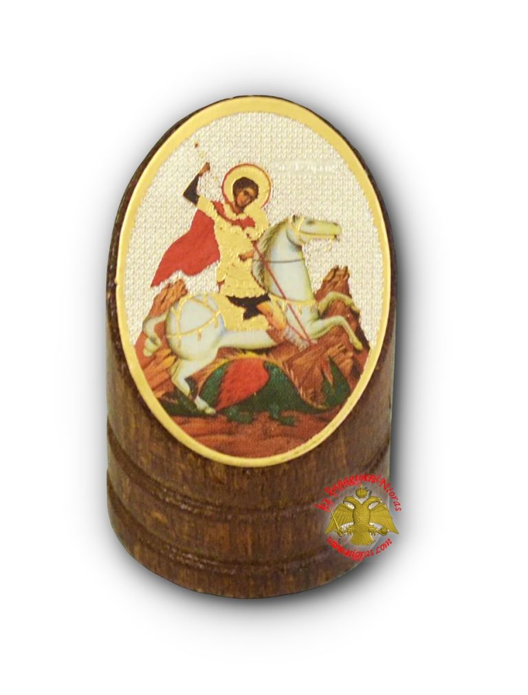 Wooden Orthodox Icon of Saint George 3x4cm - Nioras Orthodox Family