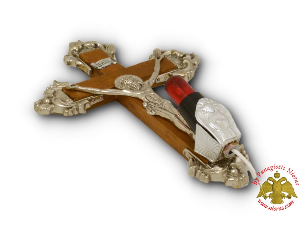 Orthodox Wooden Cross With Metal Christ Corpus and Electric Lamp ...