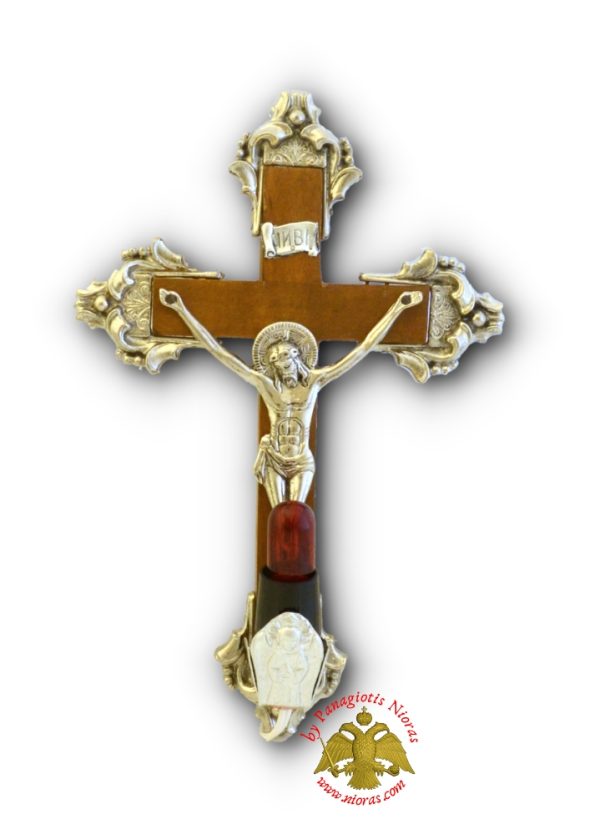 Orthodox Wooden Cross With Metal Christ Corpus and Electric Lamp ...