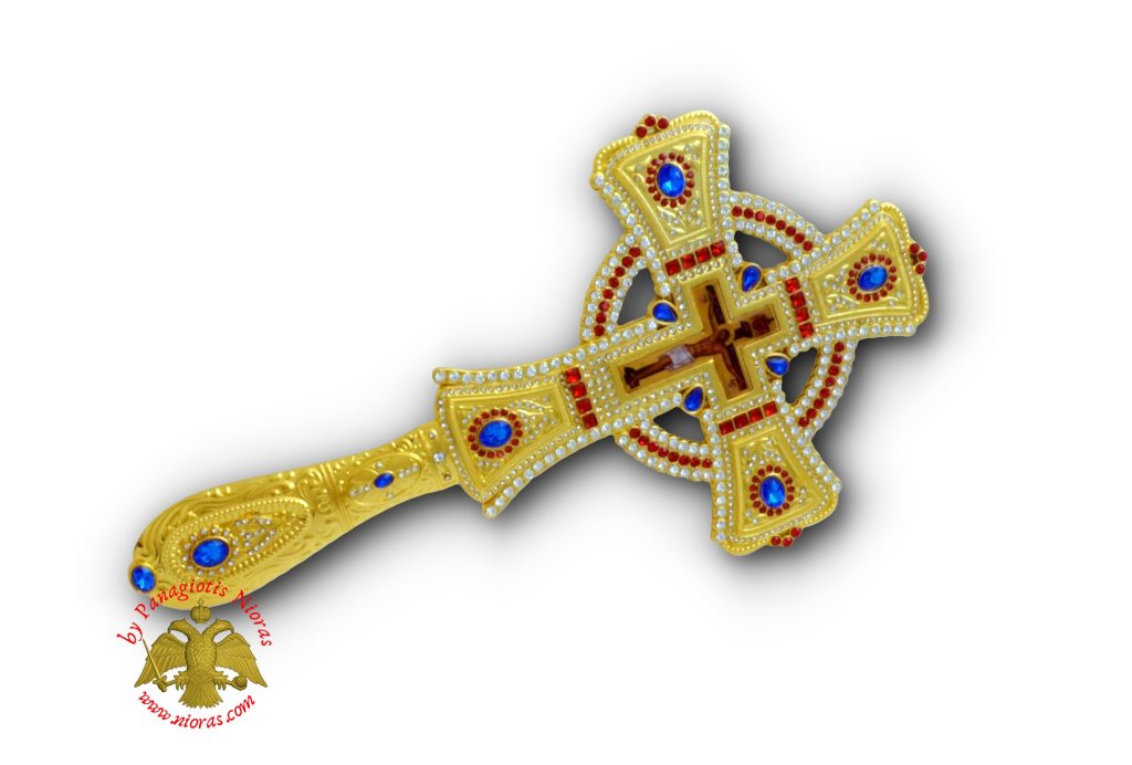 Blessing Orthodox Cross with Crucifixion Soft Enamel - Nioras Orthodox ...