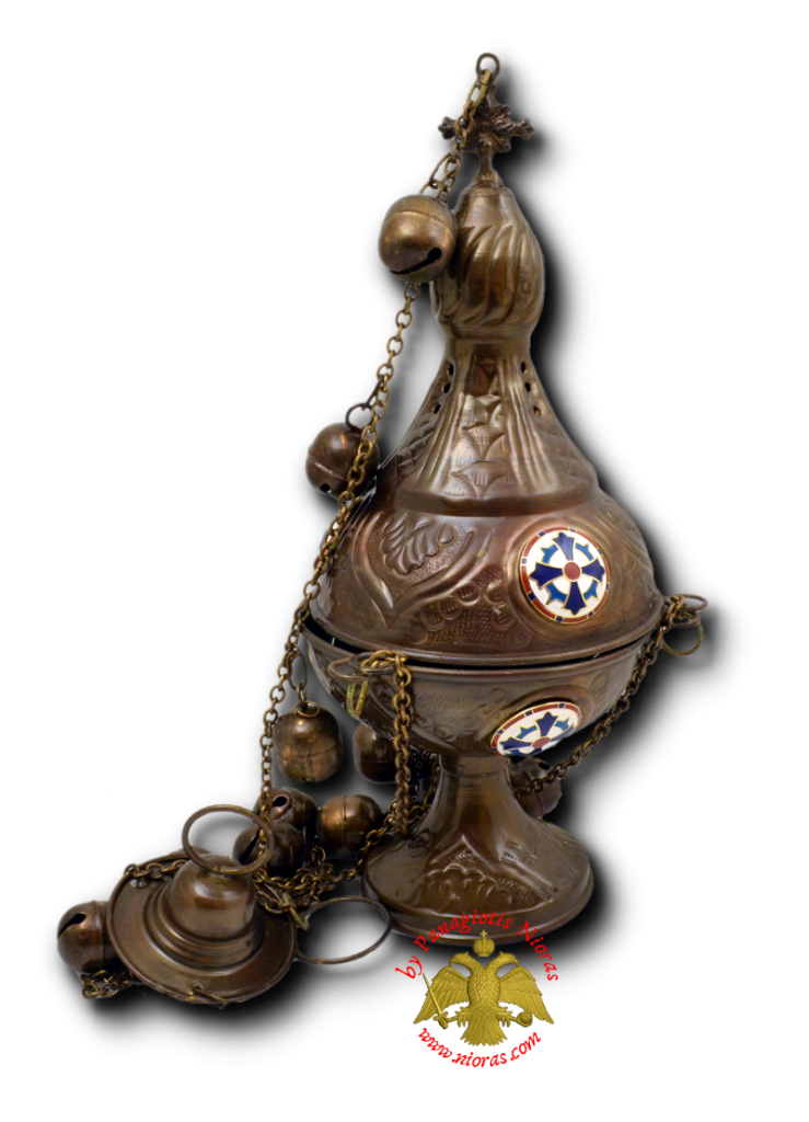 Russian Style C Church Censer Antique With Enamel - Nioras Orthodox Family