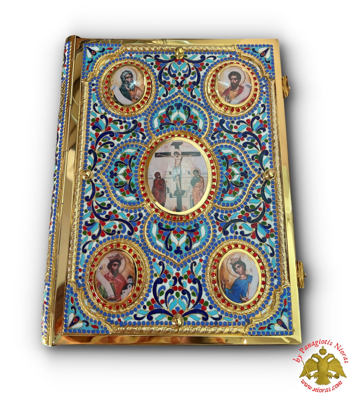 Orthodox Enamel Holy Gospel Book Cover Cross Center Design Gold Plated ...
