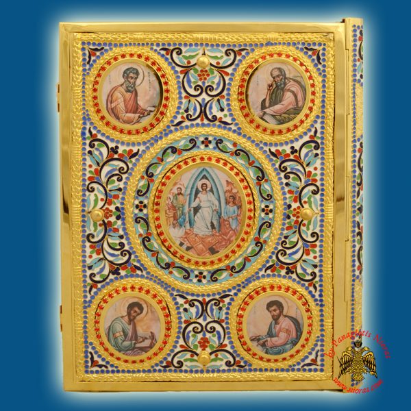 Orthodox Enamel Holy Gospel Book Cover Oval Center Design Gold Plated ...