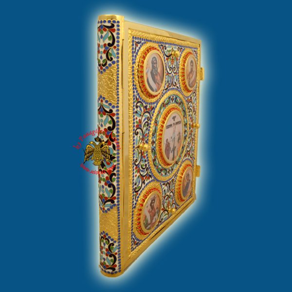 Orthodox Enamel Holy Gospel Book Cover Oval Center Design Gold Plated ...
