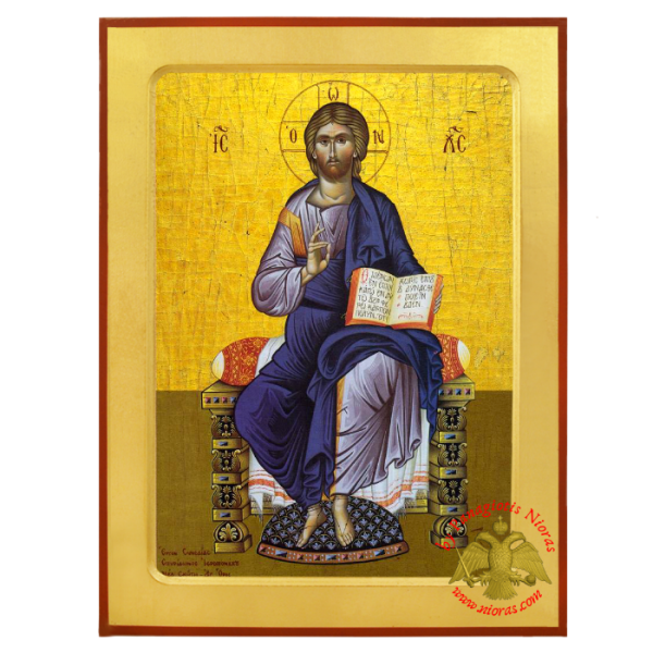 Jesus Christ Enthroned Orthodox Byzantine Wooden Icon, Mount Athos ...