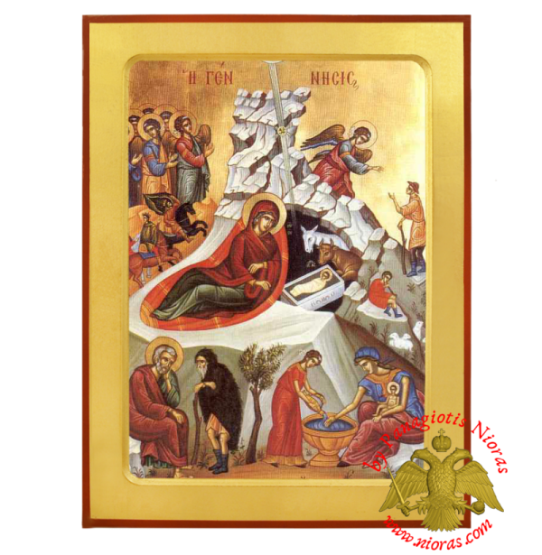 The Nativity of Christ Byzantine Wooden Icon Copy from Nun Kassiani ...