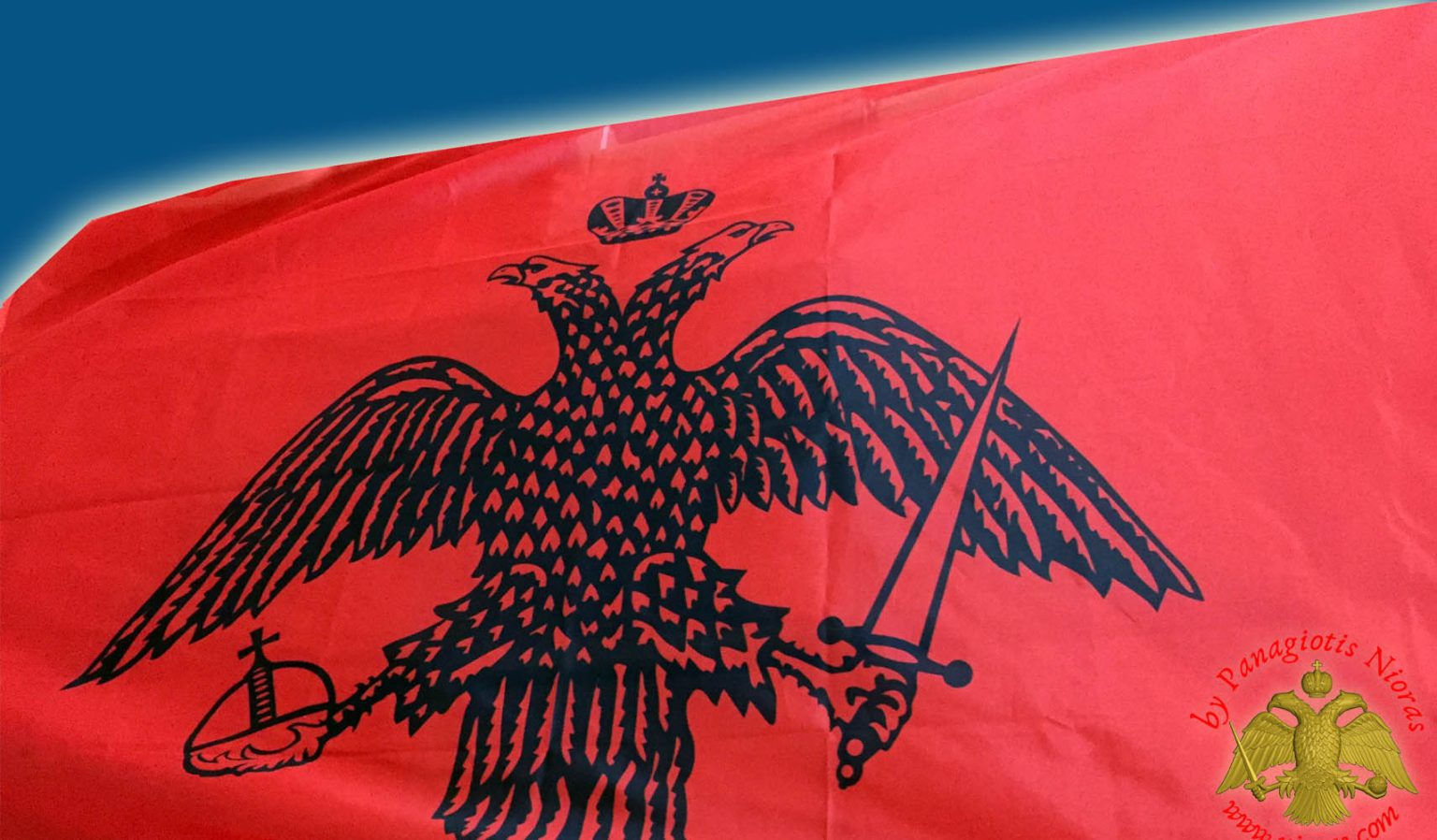 Flag Greek Byzantine Eagle Red War - Nioras Orthodox Family