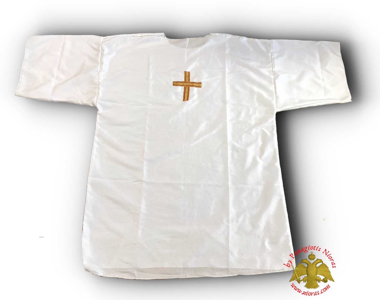 Orthodox Adult Baptism White Robe with Cross - Nioras Orthodox Family