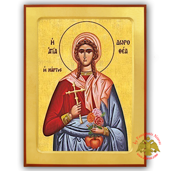 Saint Dorothea of Caesarea Byzantine Wooden Icon - Nioras Orthodox Family