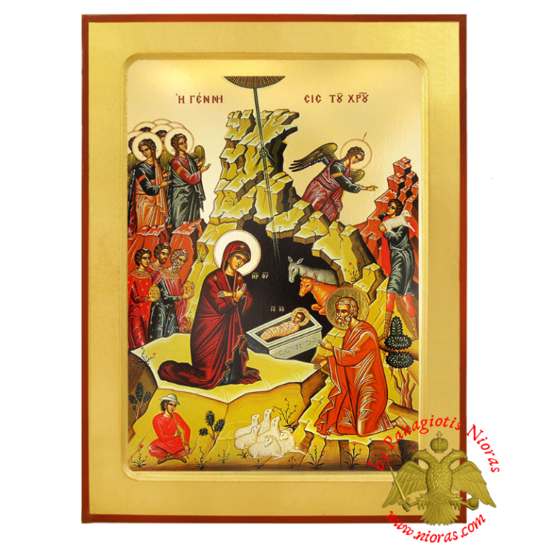 The Nativity of Christ Byzantine Wooden Icon - Nioras Orthodox Family