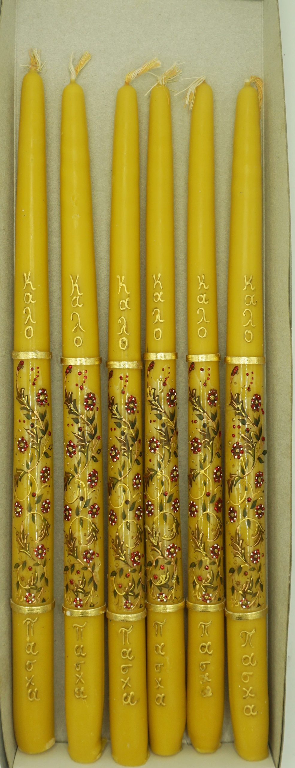 Pascha BeesWax Candle Lampada with Hand Painted Multi Flowers 40cm ...