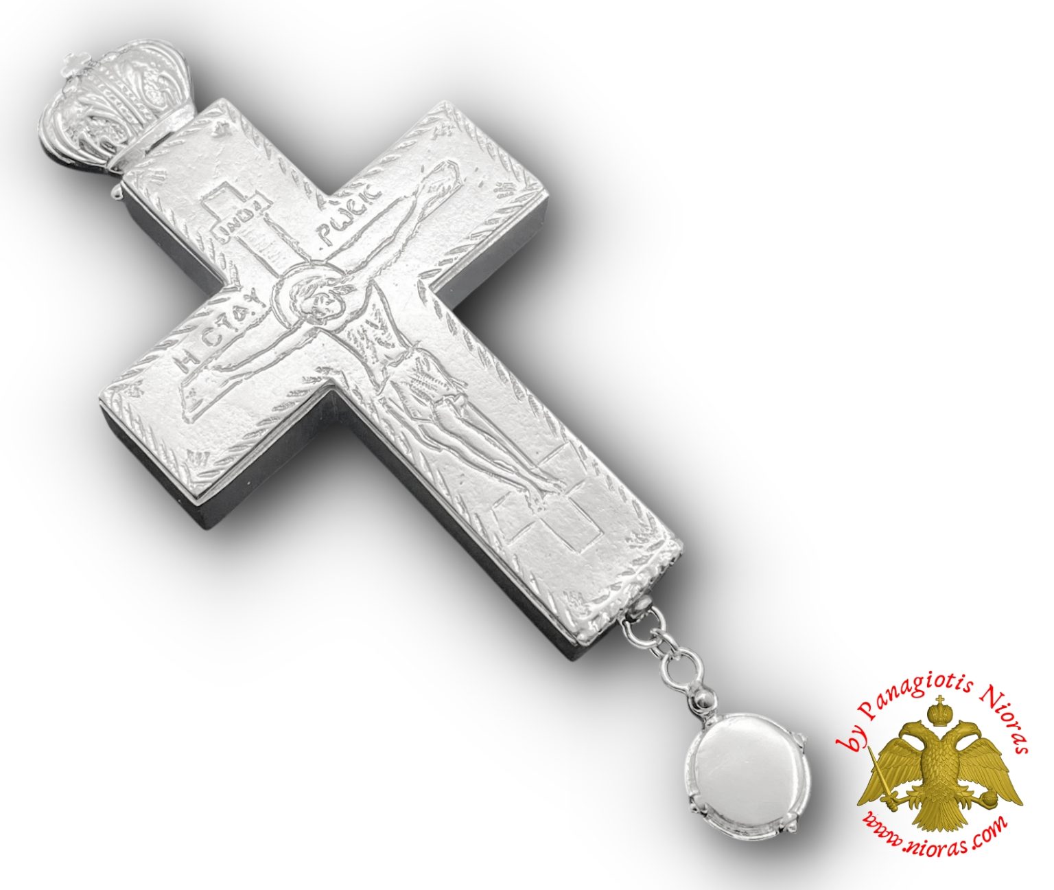 Byzantine Orthodox Cross With Crown Engraved Locket Openable Silver ...