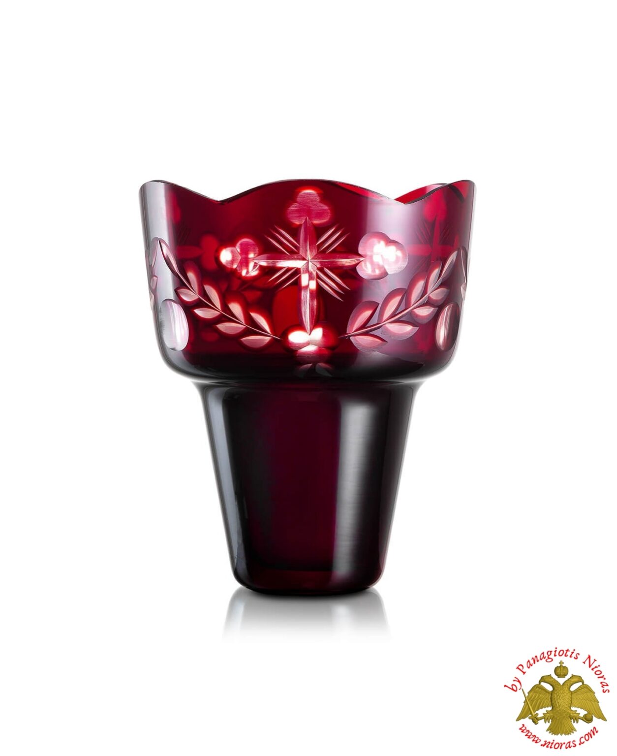 Romanian Orthodox Cross Hand Carved Glass Cup Red 9.8×12.5cm - Nioras ...