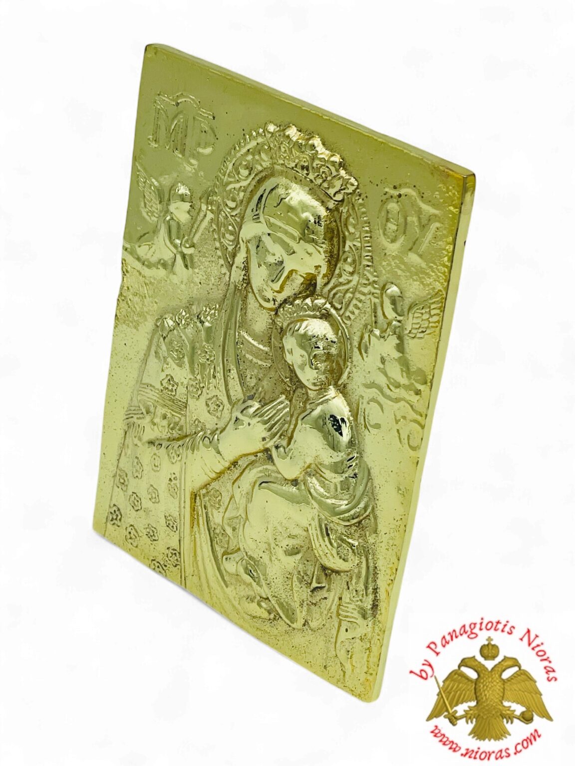 Theotokos Holy Metal Standing Icon Gold Plated 7x10cm - Nioras Orthodox ...