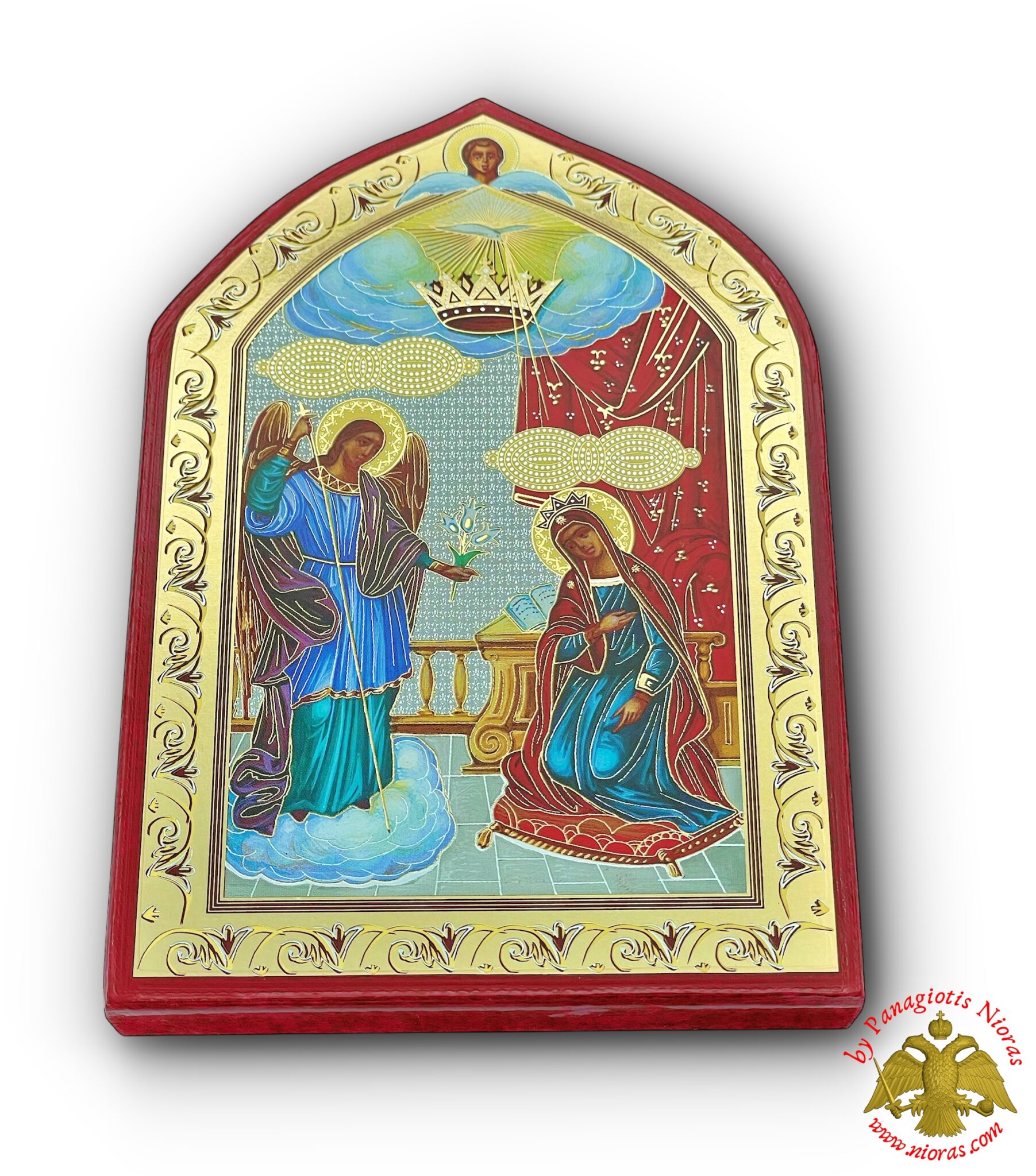 Russian Orthodox Style Silver Printed Wooden Icon Annunciation of Tinos ...