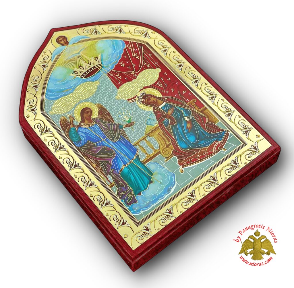 Russian Orthodox Style Silver Printed Wooden Icon Annunciation of Tinos ...