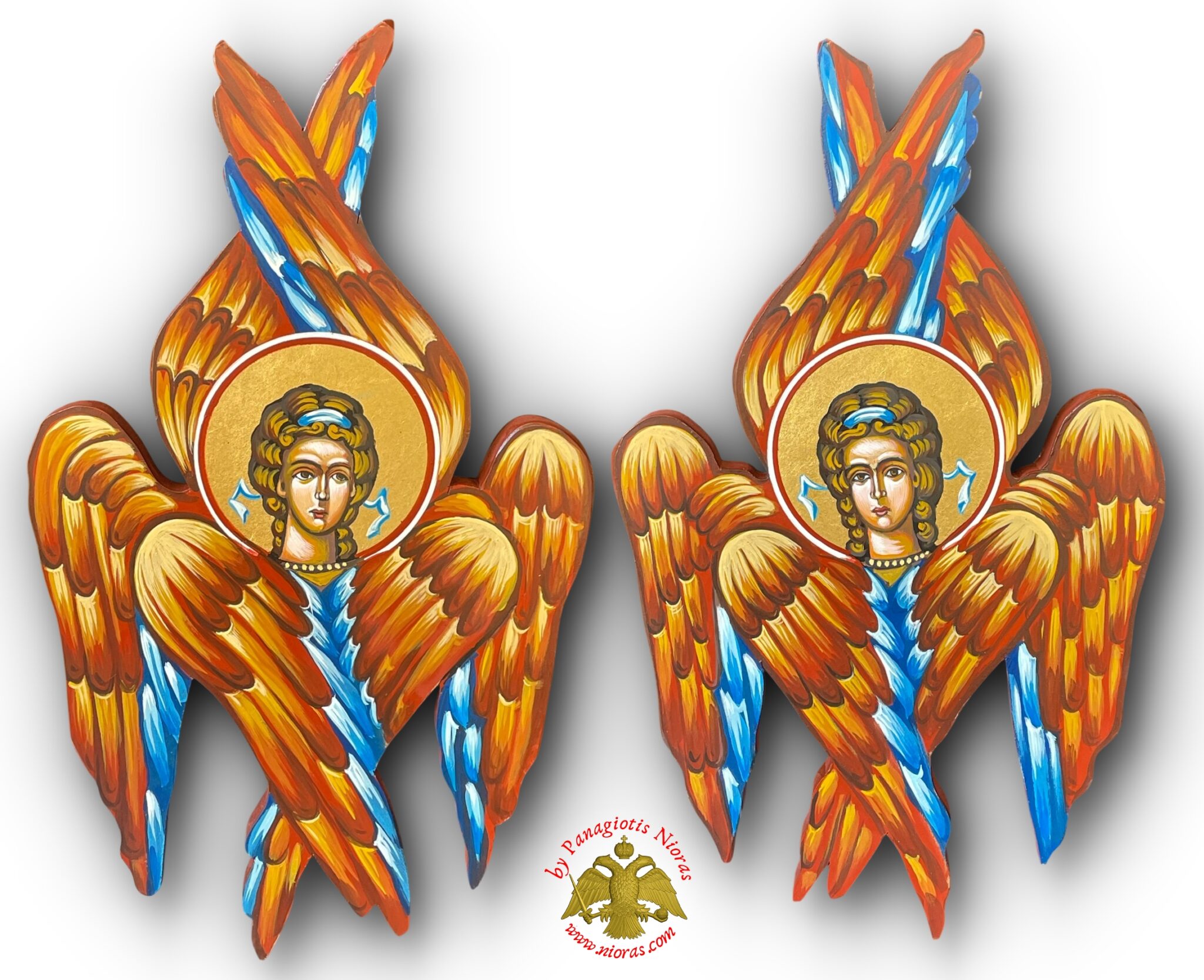 Hagiography Byzantine Hand Cut Set of 2 Cherubim’s 40x25cm - Nioras ...