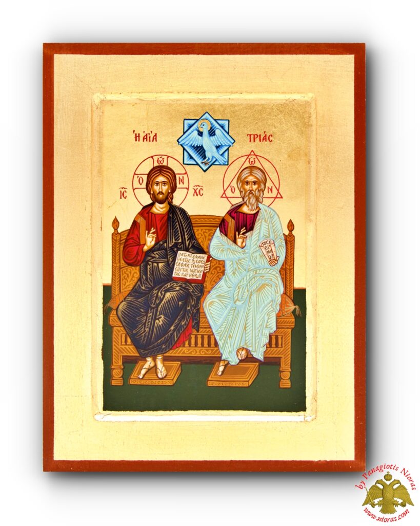 Jesus Christ Holy Trinity Byzantine Wooden Icon on Canvas - Nioras ...