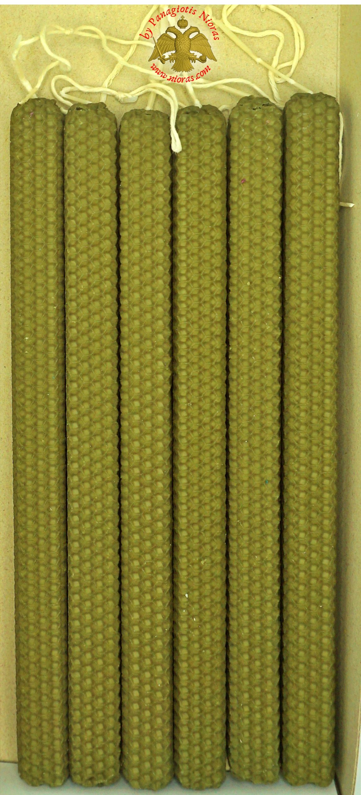 Pascha Lampada Beeswax Candle Hand Rolled Square Green Color 23cm SET 2 ...