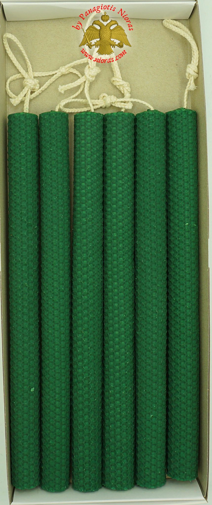 Pascha Lampada Beeswax Candle Hand Rolled Green Color 29cm SET 2 pcs ...