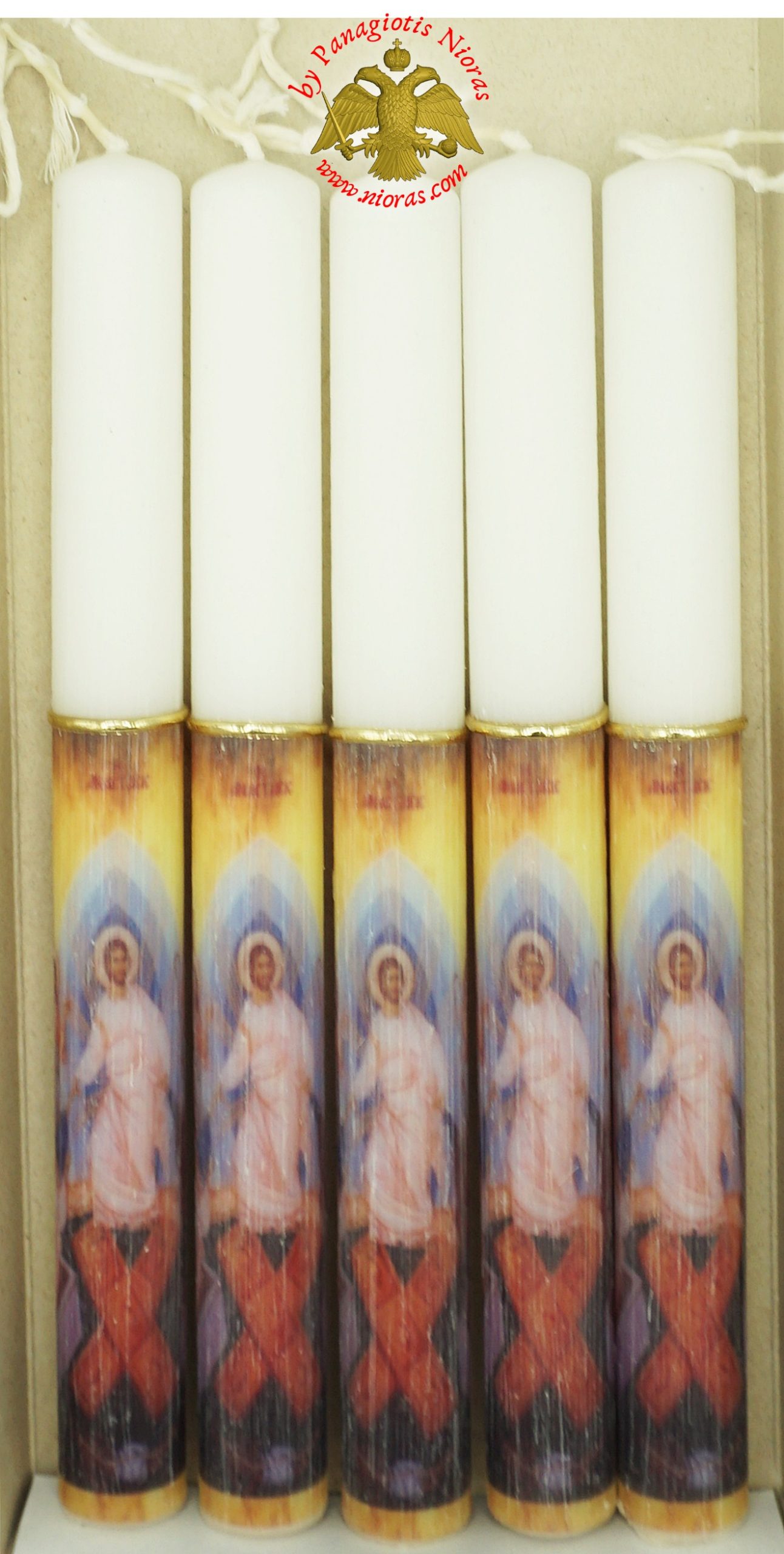 Pascha Candle with Jesus Christ Resurrection Holy Icon 40cm - Nioras ...