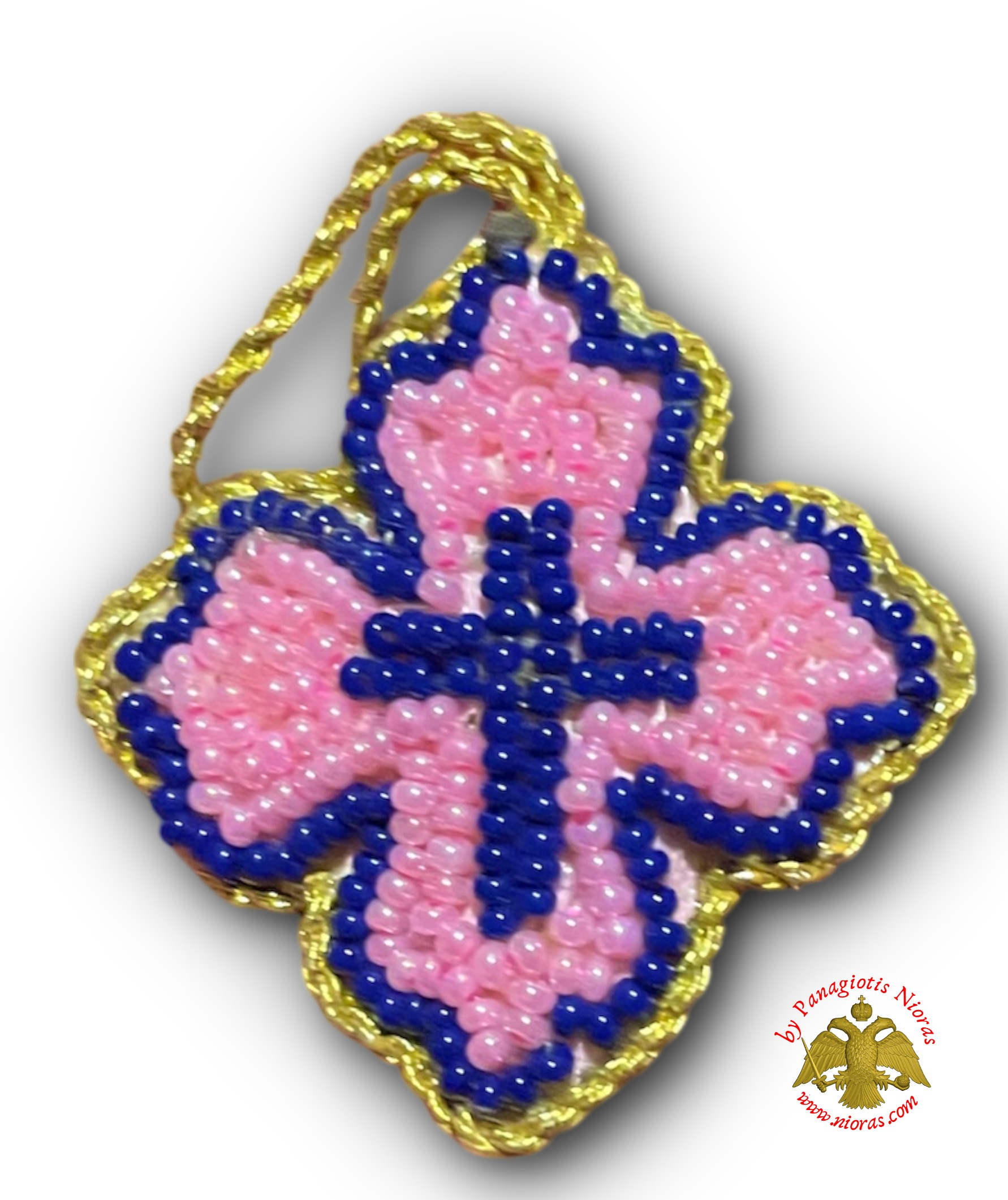 Orthodox Filakto Pendant Blue Cross with Pink Beads - Nioras Orthodox ...
