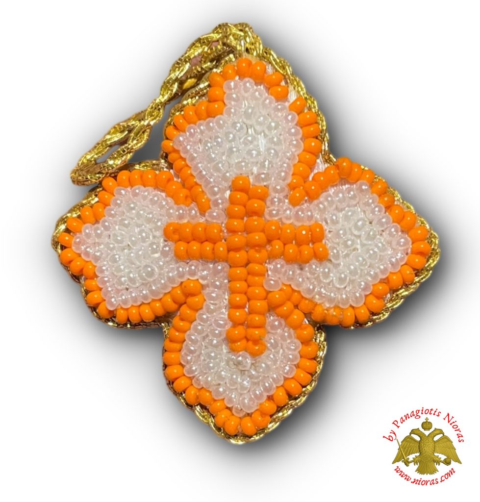 Orthodox Filakto Pendant Orange Cross with White Beads - Nioras ...